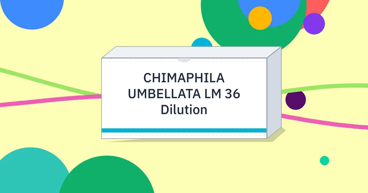 Symbolbild: Packung mit der Aufschrift CHIMAPHILA UMBELLATA LM 36 Dilution (PZN 12813607) – Verfügbarkeit und Bezug in Apotheken in Frankfurt am Main