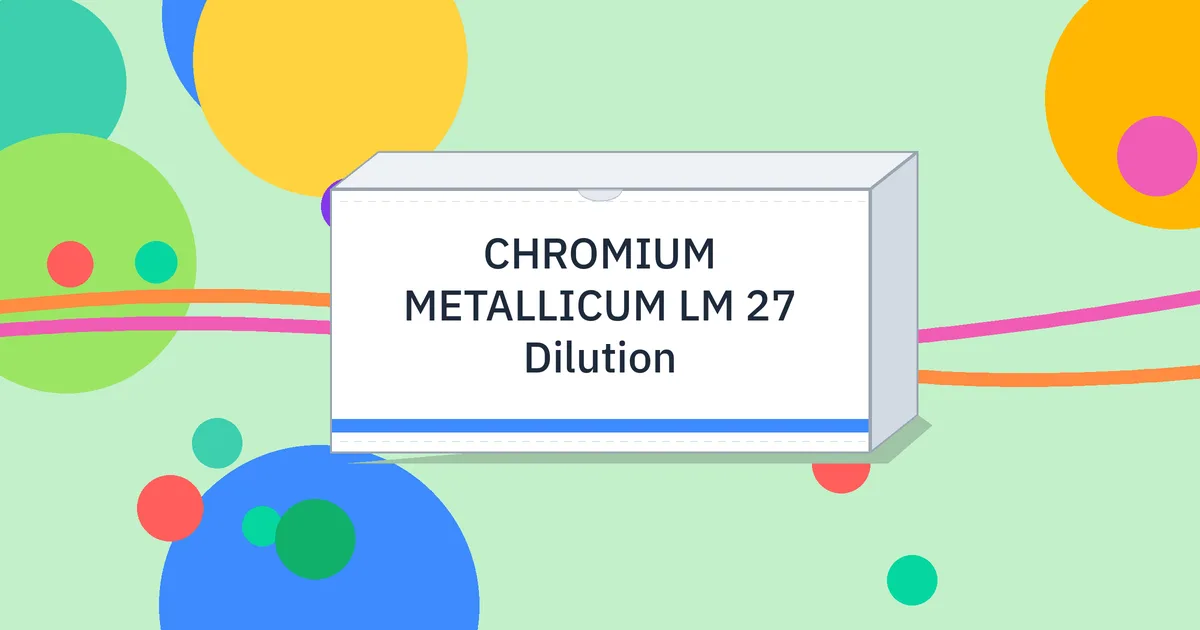 Symbolbild: Packung mit der Aufschrift CHROMIUM METALLICUM LM 27 Dilution (PZN 12817982) – Verfügbarkeit und Bezug in Apotheken in Frankfurt am Main