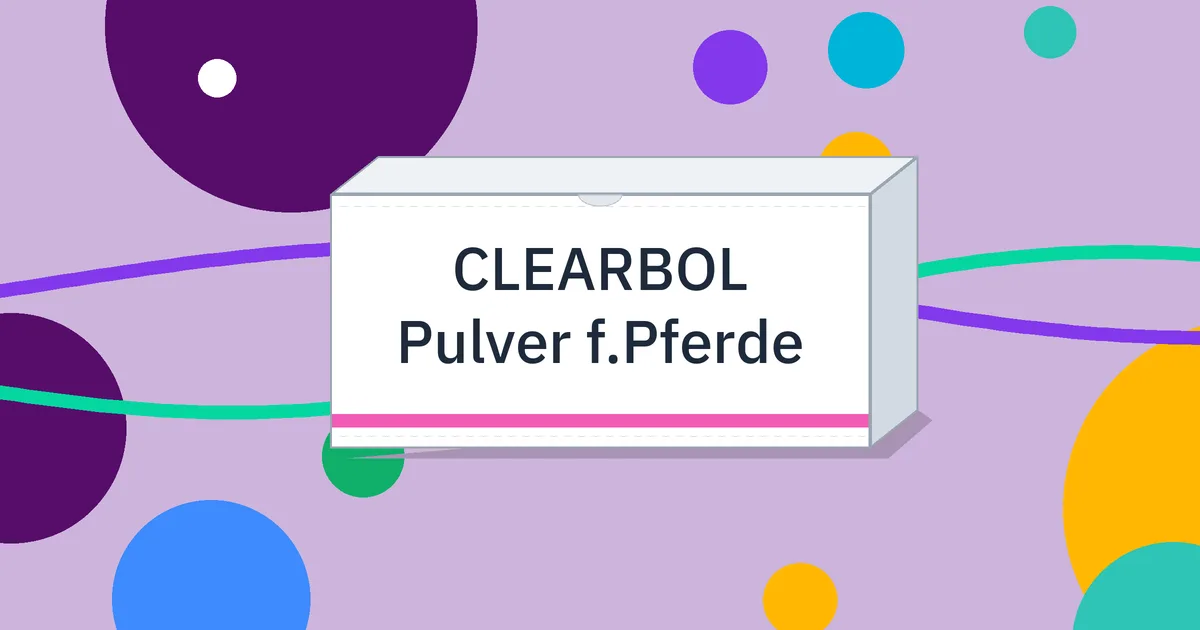 Symbolbild: Packung mit der Aufschrift CLEARBOL Pulver f.Pferde (PZN 17835140) – Verfügbarkeit und Bezug in Apotheken in Frankfurt am Main