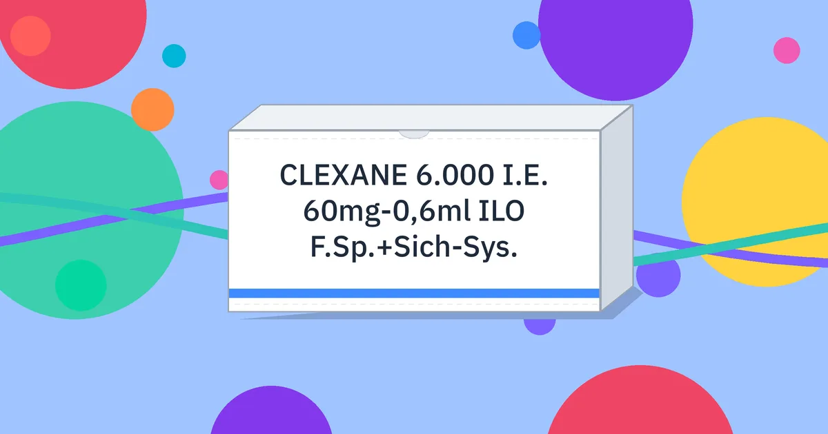 Symbolbild: Packung mit der Aufschrift CLEXANE 6.000 I.E. 60mg-0,6ml ILO F.Sp.+Sich-Sys. (PZN 13827468) – Verfügbarkeit und Bezug in Apotheken in Frankfurt am Main