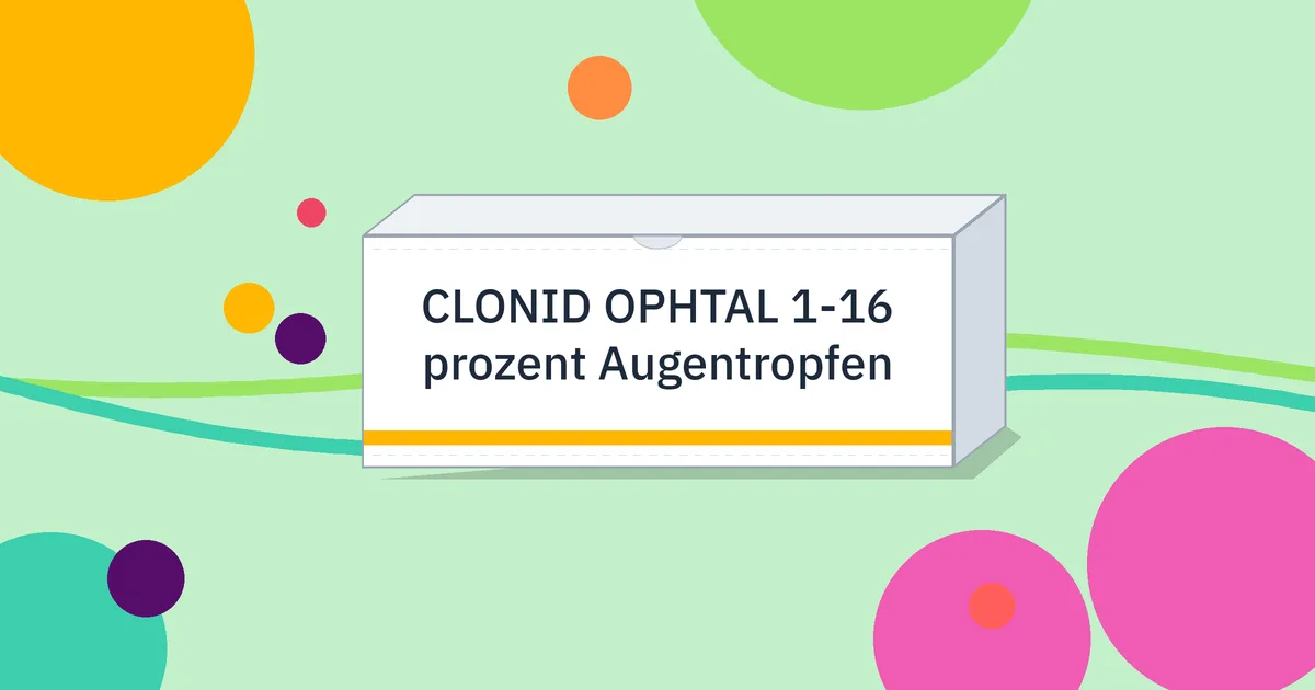 Symbolbild: Packung mit der Aufschrift CLONID OPHTAL 1-16 prozent Augentropfen (PZN 06319033) – Verfügbarkeit und Bezug in Apotheken in Frankfurt am Main