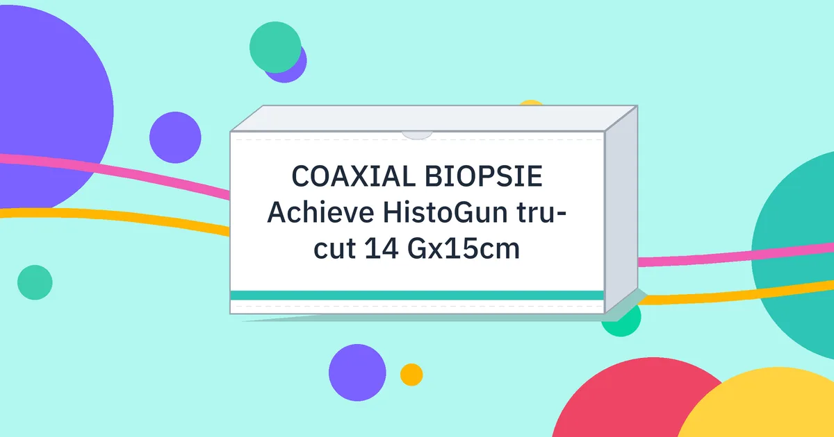 Symbolbild: Packung mit der Aufschrift COAXIAL BIOPSIE Achieve HistoGun tru-cut 14 Gx15cm (PZN 02414929) – Verfügbarkeit und Bezug in Apotheken in Frankfurt am Main