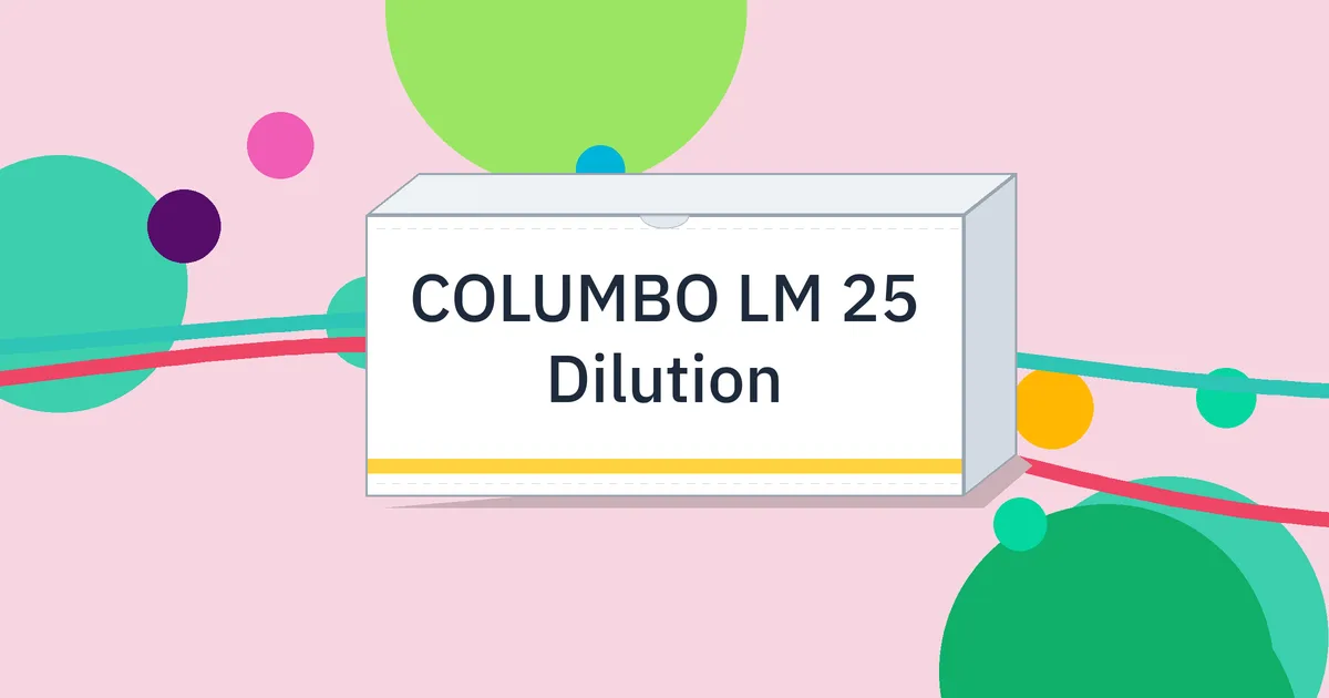 Symbolbild: Packung mit der Aufschrift COLUMBO LM 25 Dilution (PZN 13448908) – Verfügbarkeit und Bezug in Apotheken in Frankfurt am Main