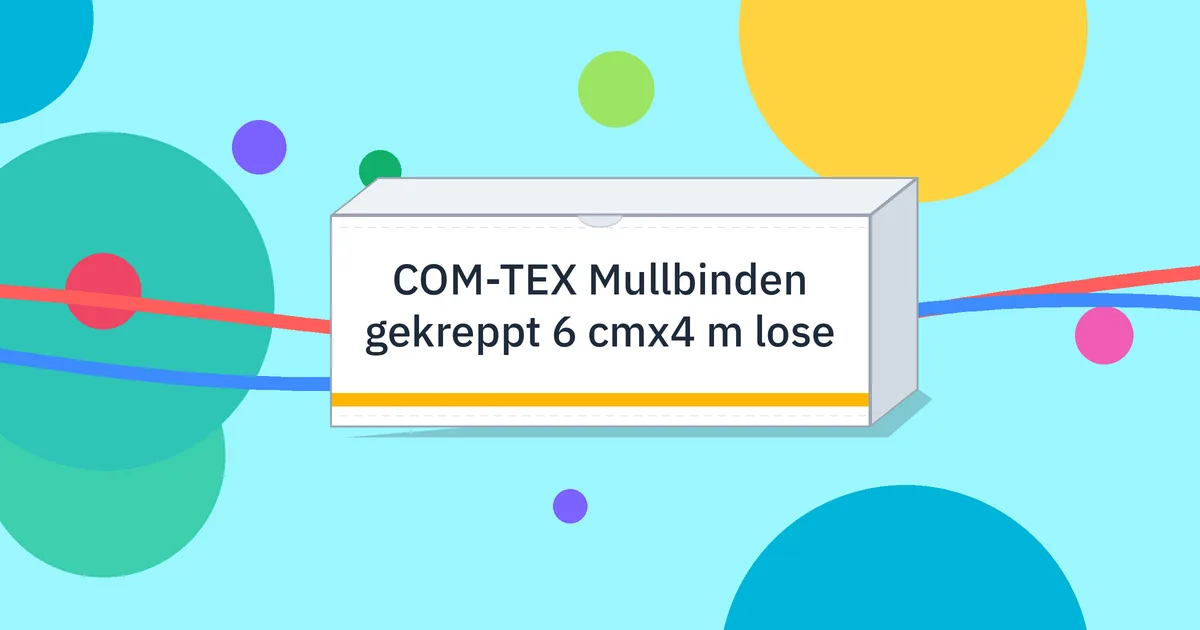 Symbolbild: Packung mit der Aufschrift COM-TEX Mullbinden gekreppt 6 cmx4 m lose (PZN 00026815) – Verfügbarkeit und Bezug in Apotheken in Frankfurt am Main