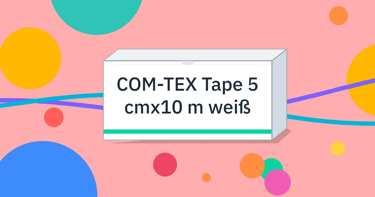 Symbolbild: Packung mit der Aufschrift COM-TEX Tape 5 cmx10 m weiß (PZN 01019728) – Verfügbarkeit und Bezug in Apotheken in Frankfurt am Main