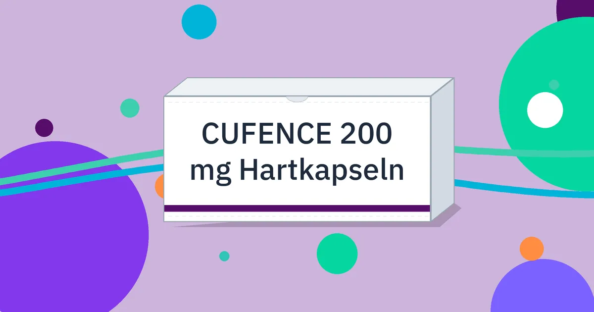 Symbolbild: Packung mit der Aufschrift CUFENCE 200 mg Hartkapseln (PZN 16395704) – Verfügbarkeit und Bezug in Apotheken in Frankfurt am Main
