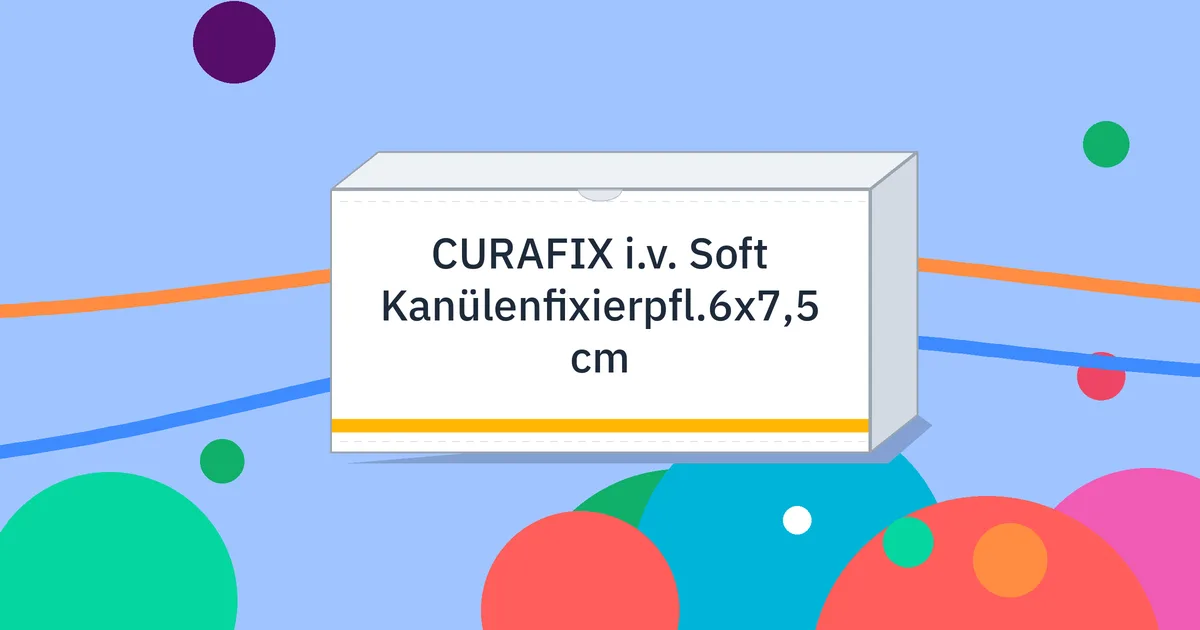 Symbolbild: Packung mit der Aufschrift CURAFIX i.v. Soft Kanülenfixierpfl.6x7,5 cm (PZN 14212361) – Verfügbarkeit und Bezug in Apotheken in Frankfurt am Main