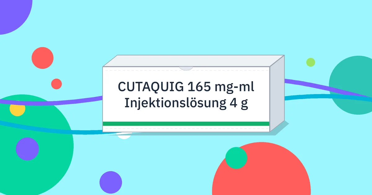 Symbolbild: Packung mit der Aufschrift CUTAQUIG 165 mg-ml Injektionslösung 4 g (PZN 15821493) – Verfügbarkeit und Bezug in Apotheken in Frankfurt am Main