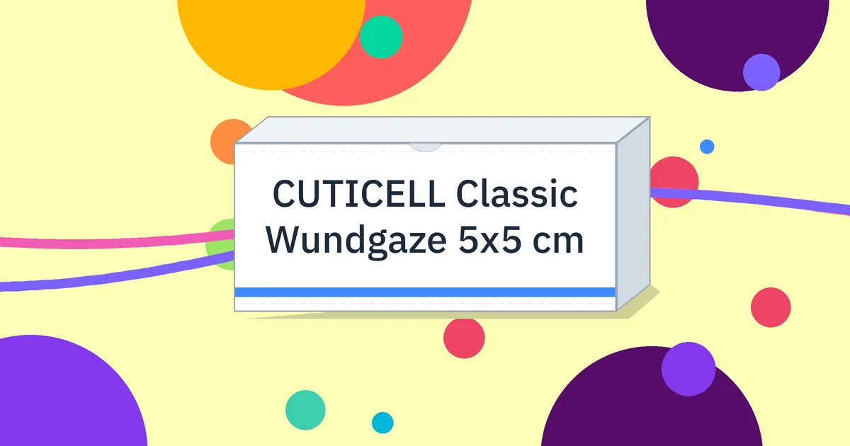 Symbolbild: Packung mit der Aufschrift CUTICELL Classic Wundgaze 5x5 cm (PZN 18496349) – Verfügbarkeit und Bezug in Apotheken in Frankfurt am Main