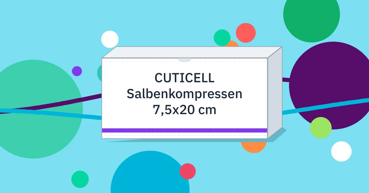 Symbolbild: Packung mit der Aufschrift CUTICELL Salbenkompressen 7,5x20 cm (PZN 04979050) – Verfügbarkeit und Bezug in Apotheken in Frankfurt am Main