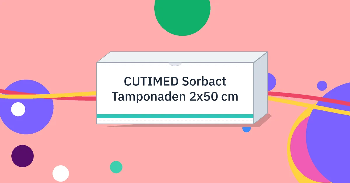 Symbolbild: Packung mit der Aufschrift CUTIMED Sorbact Tamponaden 2x50 cm (PZN 18395393) – Verfügbarkeit und Bezug in Apotheken in Frankfurt am Main