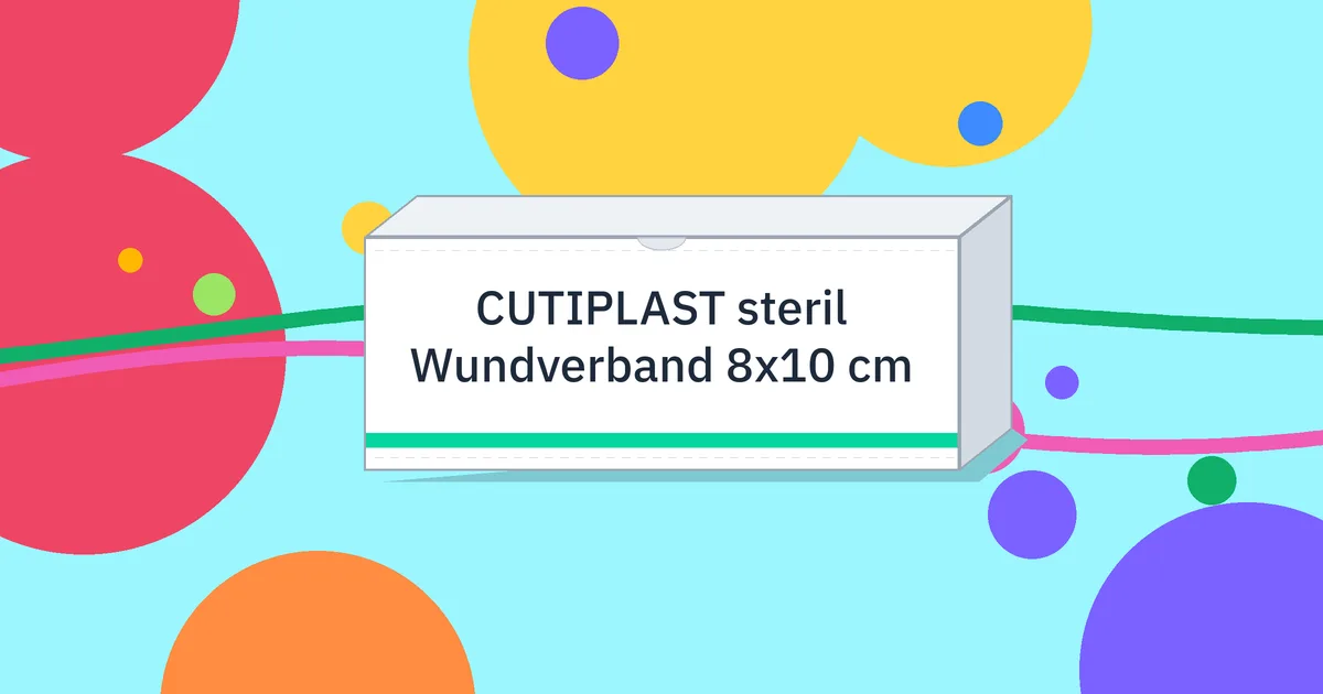 Symbolbild: Packung mit der Aufschrift CUTIPLAST steril Wundverband 8x10 cm (PZN 14261069) – Verfügbarkeit und Bezug in Apotheken in Frankfurt am Main
