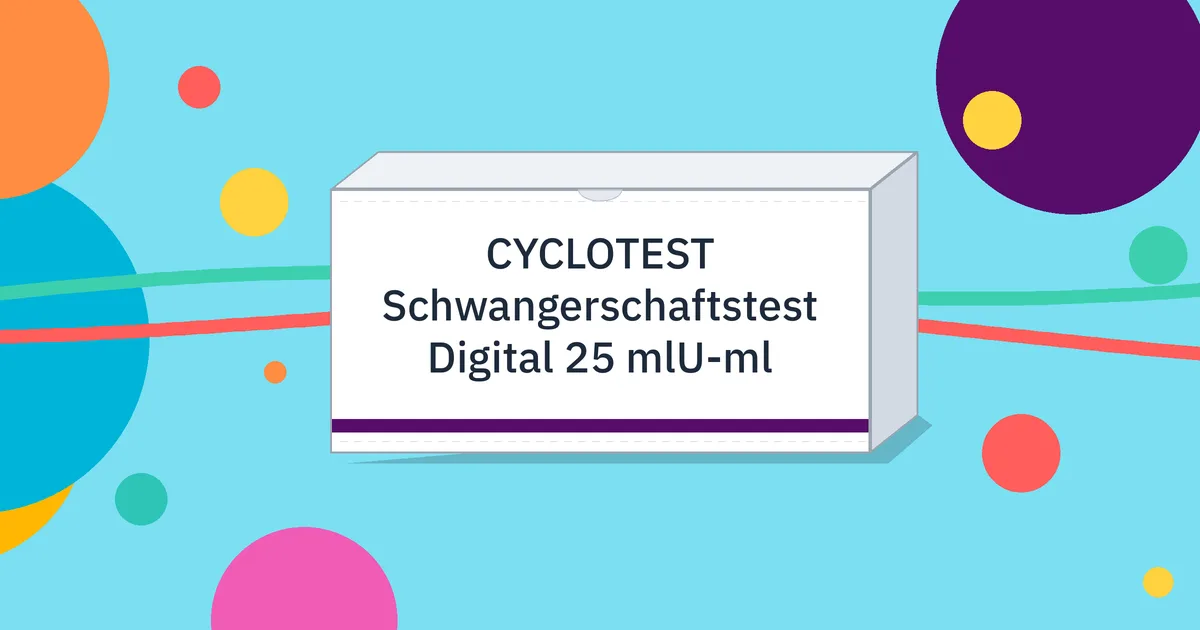 Symbolbild: Packung mit der Aufschrift CYCLOTEST Schwangerschaftstest Digital 25 mlU-ml (PZN 15258520) – Verfügbarkeit und Bezug in Apotheken in Frankfurt am Main