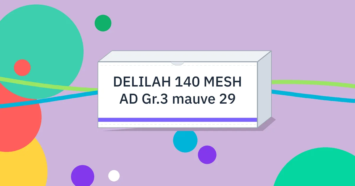 Symbolbild: Packung mit der Aufschrift DELILAH 140 MESH AD Gr.3 mauve 29 (PZN 13849317) – Verfügbarkeit und Bezug in Apotheken in Frankfurt am Main