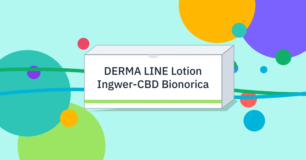 Symbolbild: Packung mit der Aufschrift DERMA LINE Lotion Ingwer-CBD Bionorica (PZN 16842468) – Verfügbarkeit und Bezug in Apotheken in Frankfurt am Main