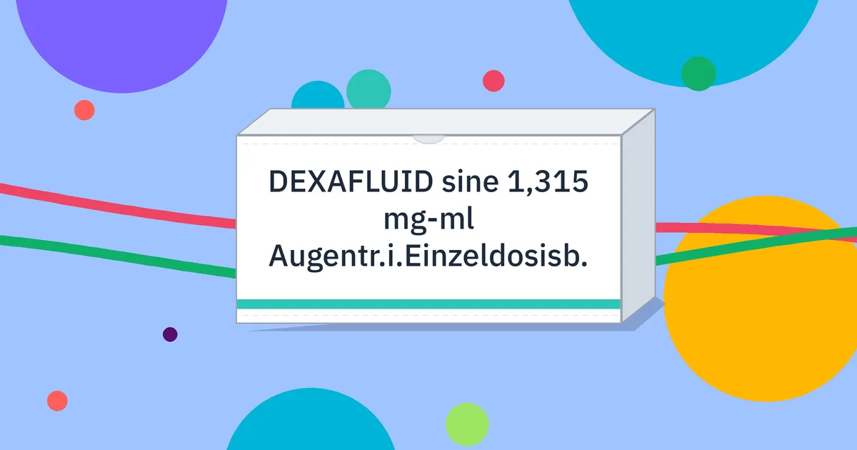 Symbolbild: Packung mit der Aufschrift DEXAFLUID sine 1,315 mg-ml Augentr.i.Einzeldosisb. (PZN 10420252) – Verfügbarkeit und Bezug in Apotheken in Frankfurt am Main