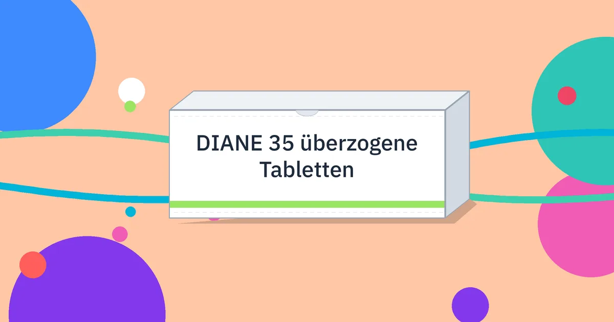 Symbolbild: Packung mit der Aufschrift DIANE 35 überzogene Tabletten (PZN 04305788) – Verfügbarkeit und Bezug in Apotheken in Frankfurt am Main