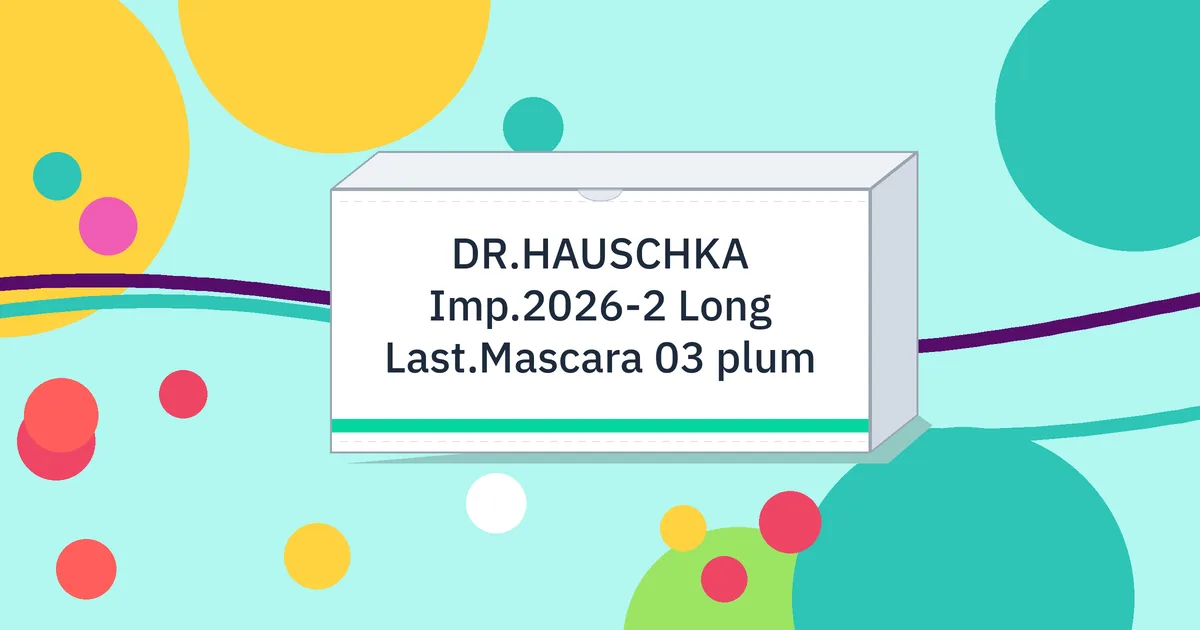Symbolbild: Packung mit der Aufschrift DR.HAUSCHKA Imp.2026-2 Long Last.Mascara 03 plum (PZN 19869775) – Verfügbarkeit und Bezug in Apotheken in Frankfurt am Main