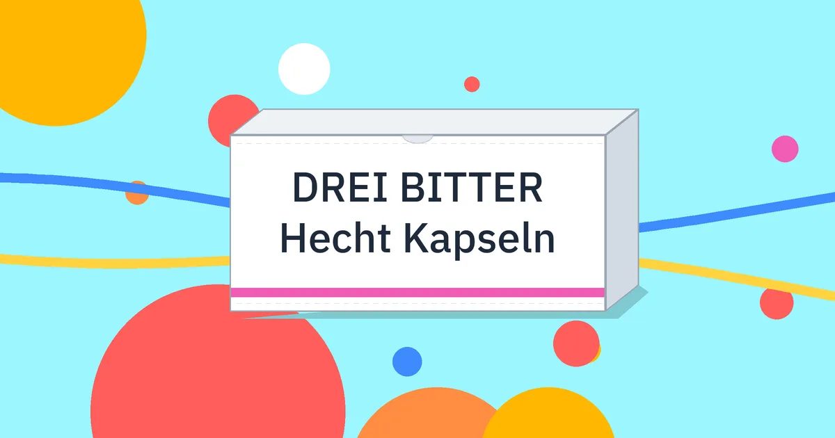 Symbolbild: Packung mit der Aufschrift DREI BITTER Hecht Kapseln (PZN 09006990) – Verfügbarkeit und Bezug in Apotheken in Frankfurt am Main