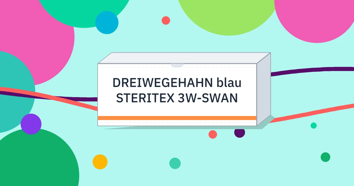 Symbolbild: Packung mit der Aufschrift DREIWEGEHAHN blau STERITEX 3W-SWAN (PZN 11216275) – Verfügbarkeit und Bezug in Apotheken in Frankfurt am Main