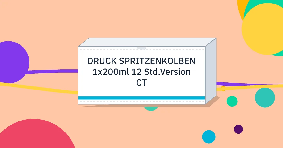 Symbolbild: Packung mit der Aufschrift DRUCK SPRITZENKOLBEN 1x200ml 12 Std.Version CT (PZN 19798992) – Verfügbarkeit und Bezug in Apotheken in Frankfurt am Main