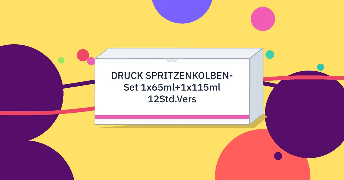 Symbolbild: Packung mit der Aufschrift DRUCK SPRITZENKOLBEN-Set 1x65ml+1x115ml 12Std.Vers (PZN 17303006) – Verfügbarkeit und Bezug in Apotheken in Frankfurt am Main