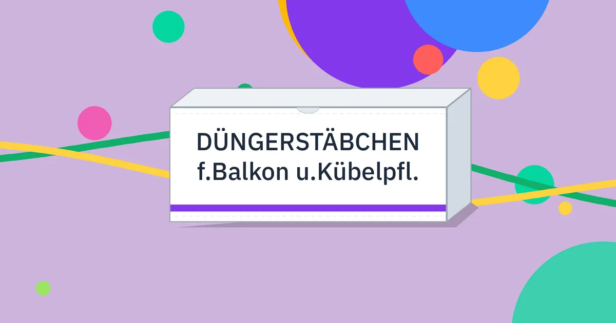 Symbolbild: Packung mit der Aufschrift DÜNGERSTÄBCHEN f.Balkon u.Kübelpfl. (PZN 01618682) – Verfügbarkeit und Bezug in Apotheken in Frankfurt am Main