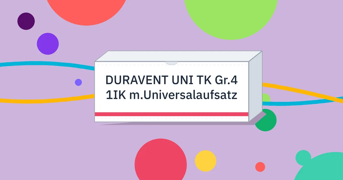 Symbolbild: Packung mit der Aufschrift DURAVENT UNI TK Gr.4 1IK m.Universalaufsatz (PZN 07544335) – Verfügbarkeit und Bezug in Apotheken in Frankfurt am Main