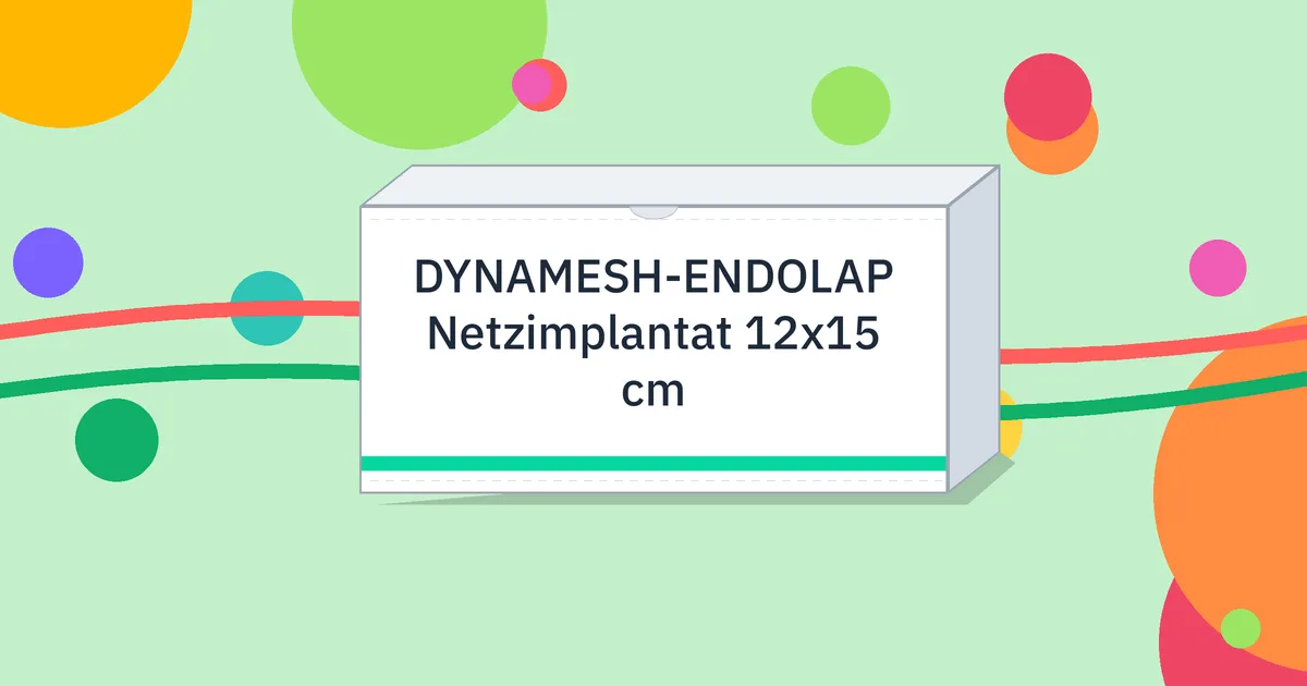 Symbolbild: Packung mit der Aufschrift DYNAMESH-ENDOLAP Netzimplantat 12x15 cm (PZN 09253814) – Verfügbarkeit und Bezug in Apotheken in Frankfurt am Main