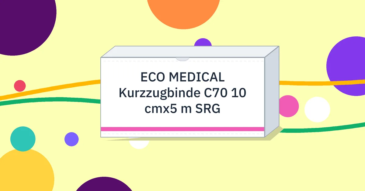 Symbolbild: Packung mit der Aufschrift ECO MEDICAL Kurzzugbinde C70 10 cmx5 m SRG (PZN 11861840) – Verfügbarkeit und Bezug in Apotheken in Frankfurt am Main