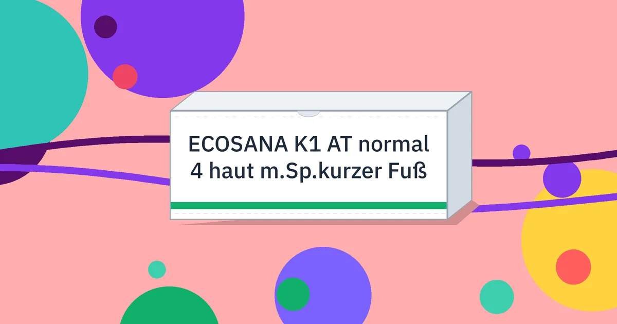 Symbolbild: Packung mit der Aufschrift ECOSANA K1 AT normal 4 haut m.Sp.kurzer Fuß (PZN 04731858) – Verfügbarkeit und Bezug in Apotheken in Frankfurt am Main