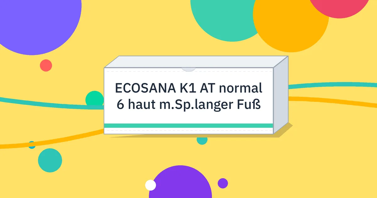 Symbolbild: Packung mit der Aufschrift ECOSANA K1 AT normal 6 haut m.Sp.langer Fuß (PZN 04732266) – Verfügbarkeit und Bezug in Apotheken in Frankfurt am Main