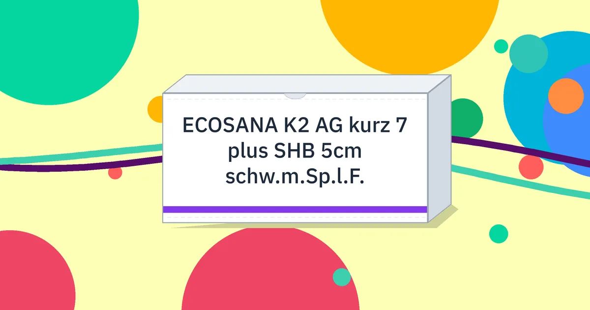 Symbolbild: Packung mit der Aufschrift ECOSANA K2 AG kurz 7 plus SHB 5cm schw.m.Sp.l.F. (PZN 10955817) – Verfügbarkeit und Bezug in Apotheken in Frankfurt am Main