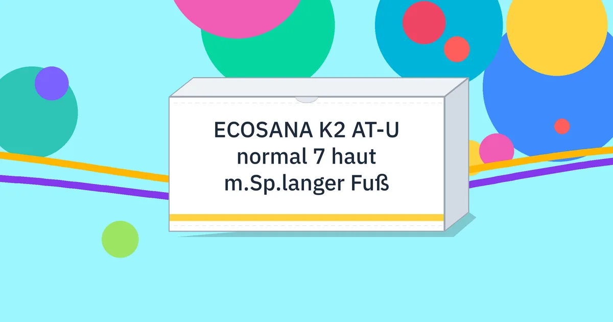Symbolbild: Packung mit der Aufschrift ECOSANA K2 AT-U normal 7 haut m.Sp.langer Fuß (PZN 10956596) – Verfügbarkeit und Bezug in Apotheken in Frankfurt am Main