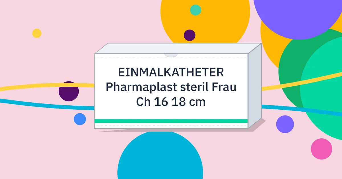 Symbolbild: Packung mit der Aufschrift EINMALKATHETER Pharmaplast steril Frau Ch 16 18 cm (PZN 15228186) – Verfügbarkeit und Bezug in Apotheken in Frankfurt am Main