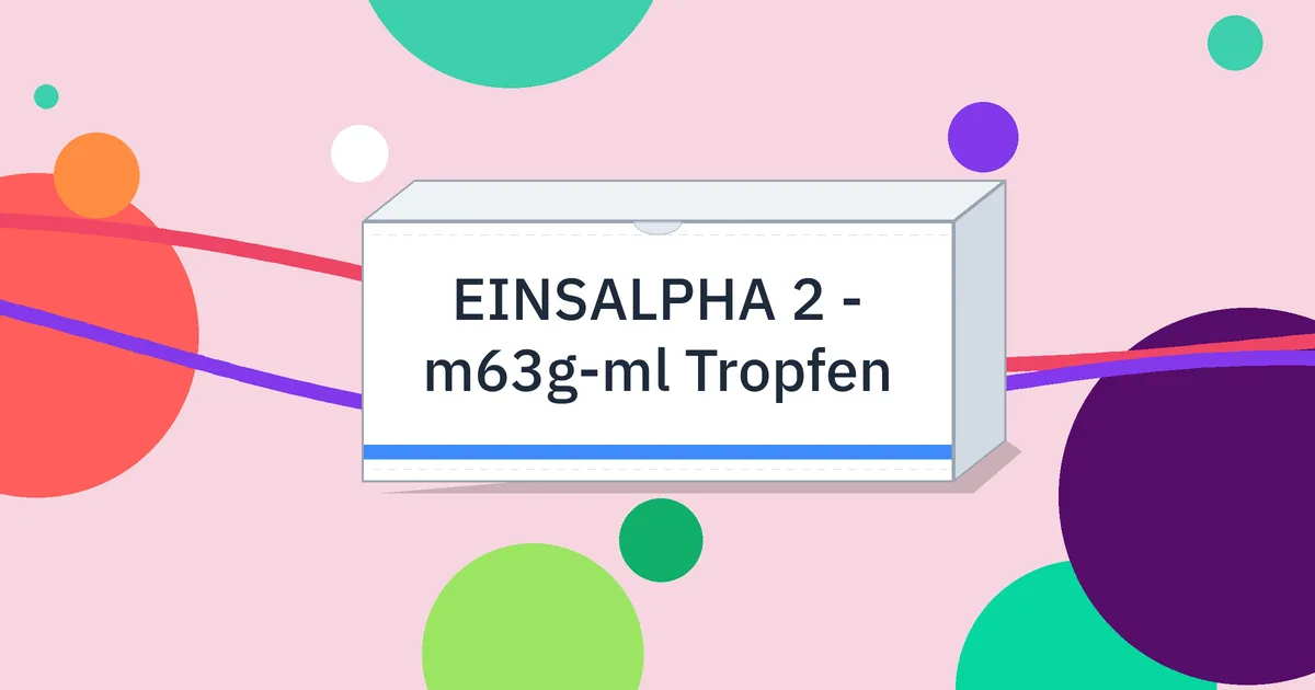 Symbolbild: Packung mit der Aufschrift EINSALPHA 2 -m63g-ml Tropfen (PZN 01394159) – Verfügbarkeit und Bezug in Apotheken in Frankfurt am Main