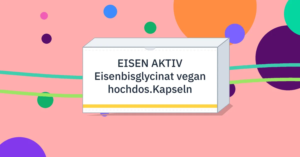 Symbolbild: Packung mit der Aufschrift EISEN AKTIV Eisenbisglycinat vegan hochdos.Kapseln (PZN 18238400) – Verfügbarkeit und Bezug in Apotheken in Frankfurt am Main