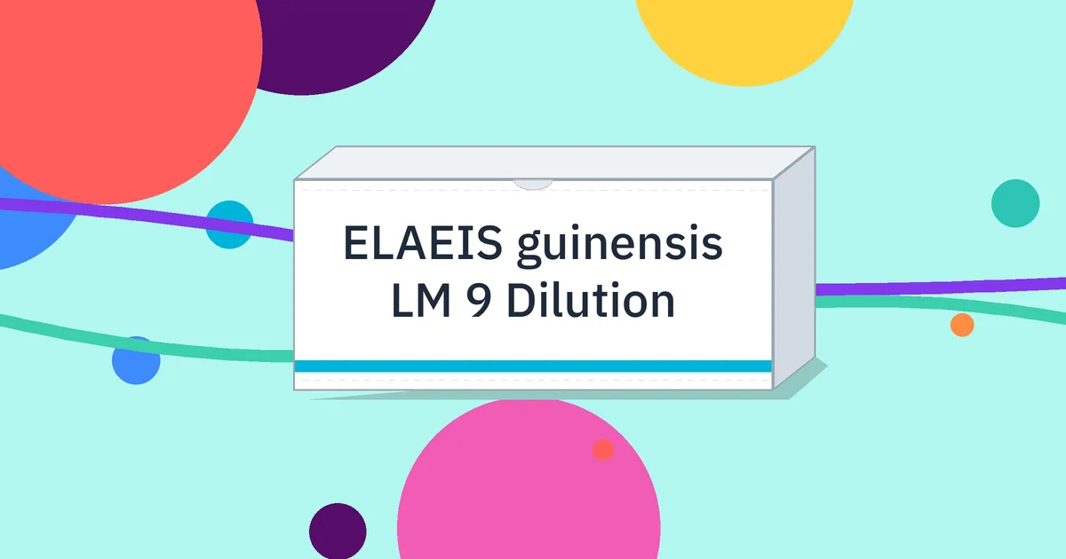 Symbolbild: Packung mit der Aufschrift ELAEIS guinensis LM 9 Dilution (PZN 13469744) – Verfügbarkeit und Bezug in Apotheken in Frankfurt am Main