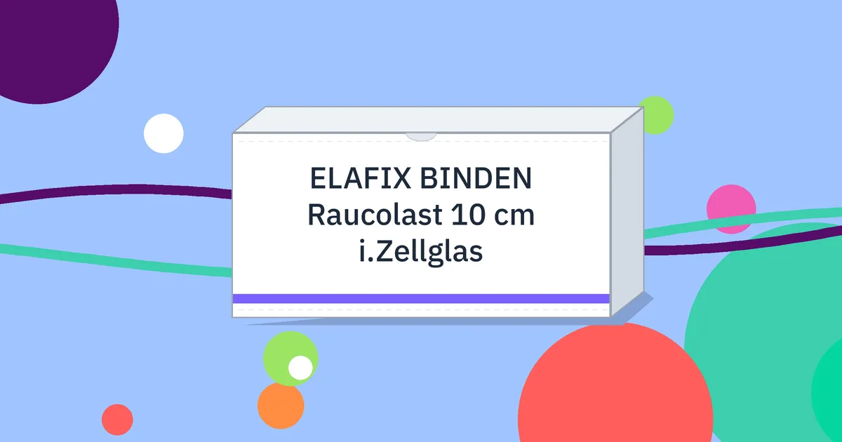 Symbolbild: Packung mit der Aufschrift ELAFIX BINDEN Raucolast 10 cm i.Zellglas (PZN 04789958) – Verfügbarkeit und Bezug in Apotheken in Frankfurt am Main