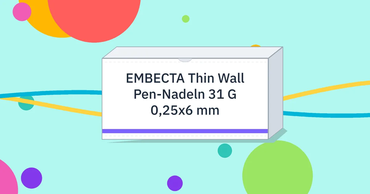 Symbolbild: Packung mit der Aufschrift EMBECTA Thin Wall Pen-Nadeln 31 G 0,25x6 mm (PZN 20636734) – Verfügbarkeit und Bezug in Apotheken in Frankfurt am Main