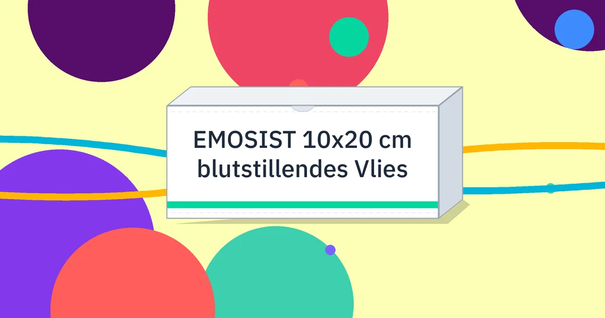 Symbolbild: Packung mit der Aufschrift EMOSIST 10x20 cm blutstillendes Vlies (PZN 12425331) – Verfügbarkeit und Bezug in Apotheken in Frankfurt am Main