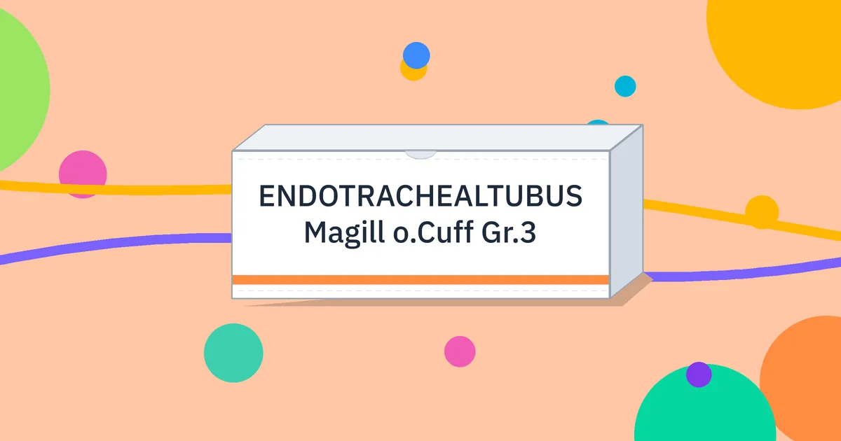 Symbolbild: Packung mit der Aufschrift ENDOTRACHEALTUBUS Magill o.Cuff Gr.3 (PZN 01576162) – Verfügbarkeit und Bezug in Apotheken in Frankfurt am Main