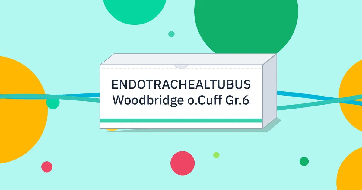 Symbolbild: Packung mit der Aufschrift ENDOTRACHEALTUBUS Woodbridge o.Cuff Gr.6 (PZN 12600165) – Verfügbarkeit und Bezug in Apotheken in Frankfurt am Main