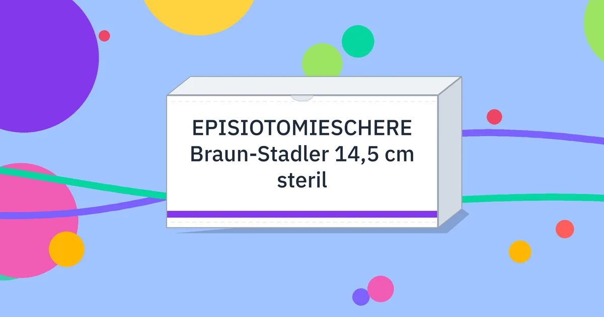 Symbolbild: Packung mit der Aufschrift EPISIOTOMIESCHERE Braun-Stadler 14,5 cm steril (PZN 17248626) – Verfügbarkeit und Bezug in Apotheken in Frankfurt am Main