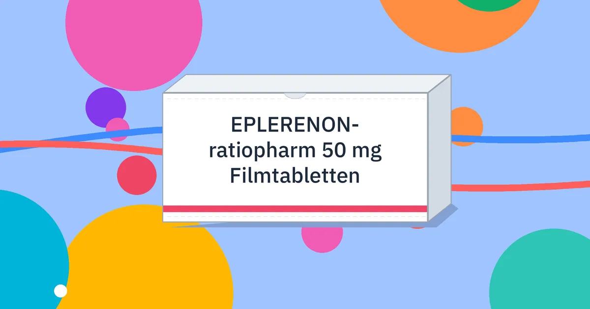 Symbolbild: Packung mit der Aufschrift EPLERENON-ratiopharm 50 mg Filmtabletten (PZN 10169533) – Verfügbarkeit und Bezug in Apotheken in Frankfurt am Main