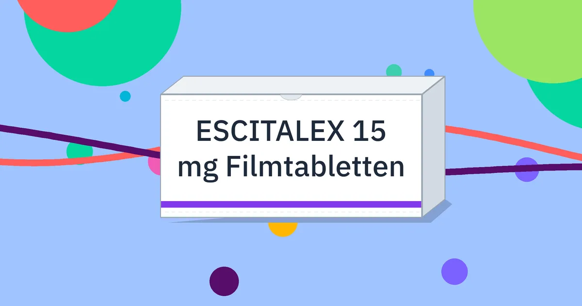 Symbolbild: Packung mit der Aufschrift ESCITALEX 15 mg Filmtabletten (PZN 10402975) – Verfügbarkeit und Bezug in Apotheken in Frankfurt am Main