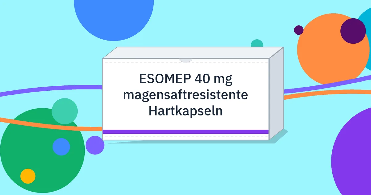 Symbolbild: Packung mit der Aufschrift ESOMEP 40 mg magensaftresistente Hartkapseln (PZN 18448994) – Verfügbarkeit und Bezug in Apotheken in Frankfurt am Main