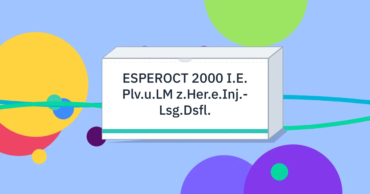 Symbolbild: Packung mit der Aufschrift ESPEROCT 2000 I.E. Plv.u.LM z.Her.e.Inj.-Lsg.Dsfl. (PZN 15635425) – Verfügbarkeit und Bezug in Apotheken in Frankfurt am Main