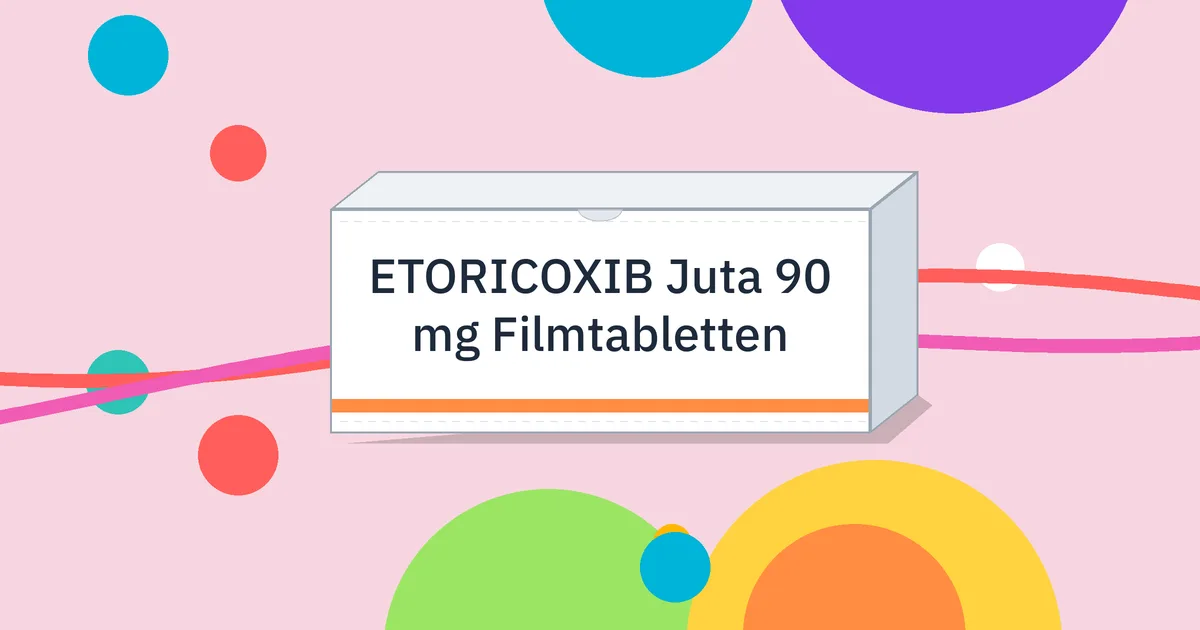 Symbolbild: Packung mit der Aufschrift ETORICOXIB Juta 90 mg Filmtabletten (PZN 18050062) – Verfügbarkeit und Bezug in Apotheken in Frankfurt am Main