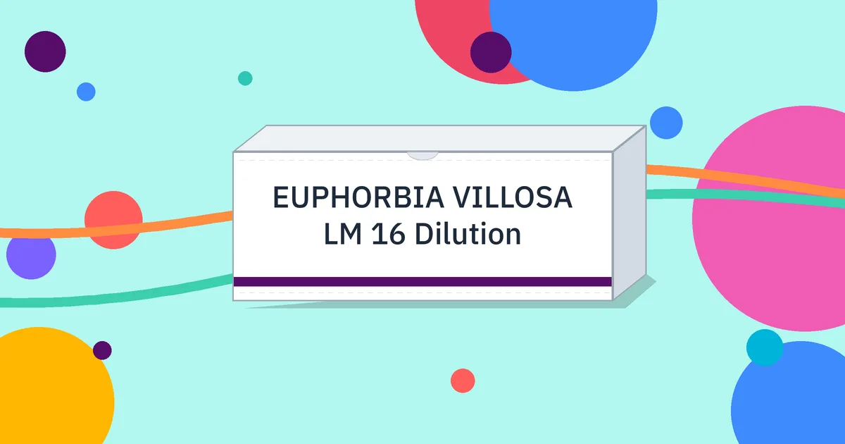 Symbolbild: Packung mit der Aufschrift EUPHORBIA VILLOSA LM 16 Dilution (PZN 13482791) – Verfügbarkeit und Bezug in Apotheken in Frankfurt am Main